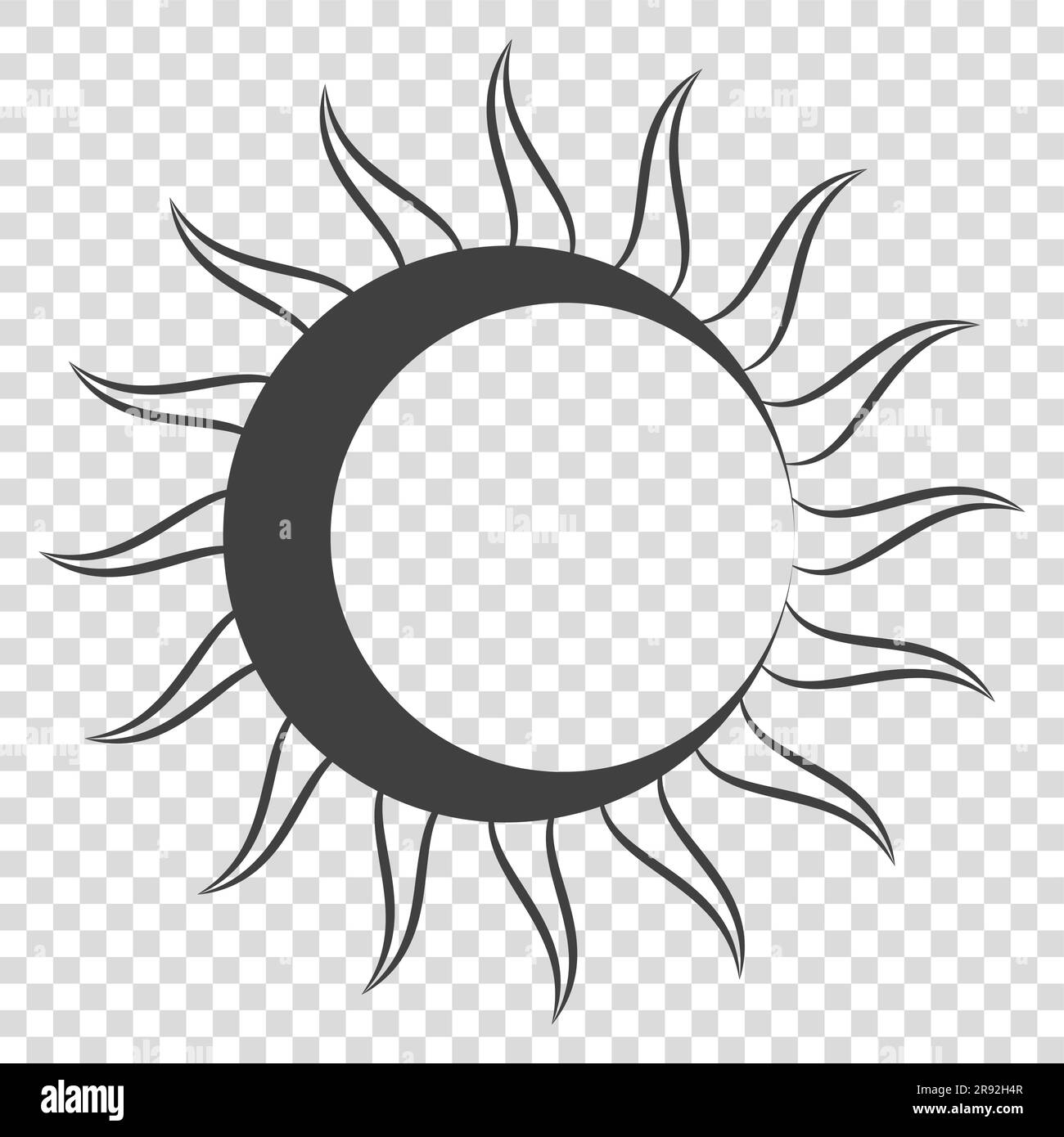 Tribal flaming sun stencil Outline vector illustration Isolated on ...