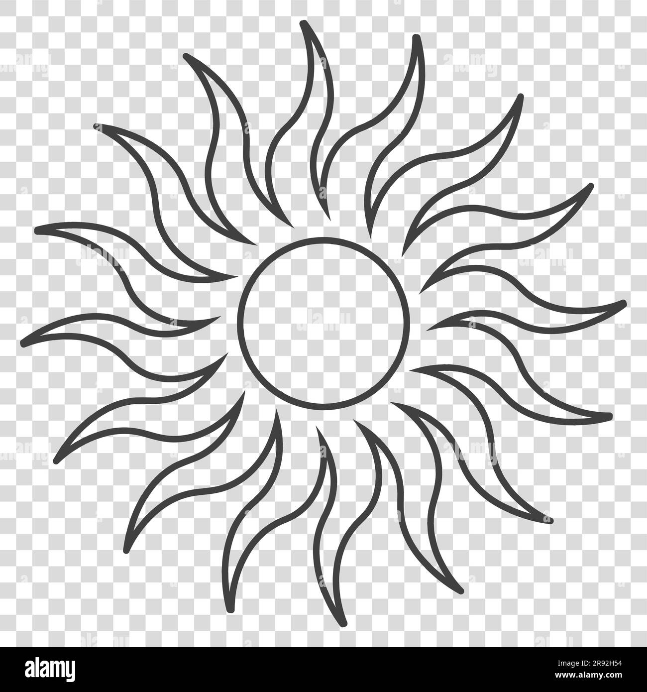 Tribal flaming sun stencil Outline vector illustration Isolated on ...