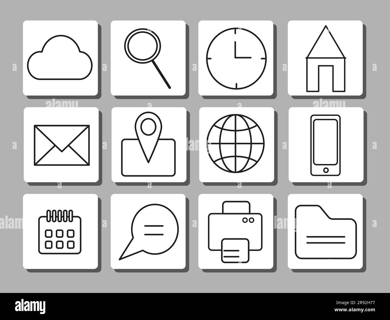 Contact us icons Information technology. Web icon set Outline vector ...