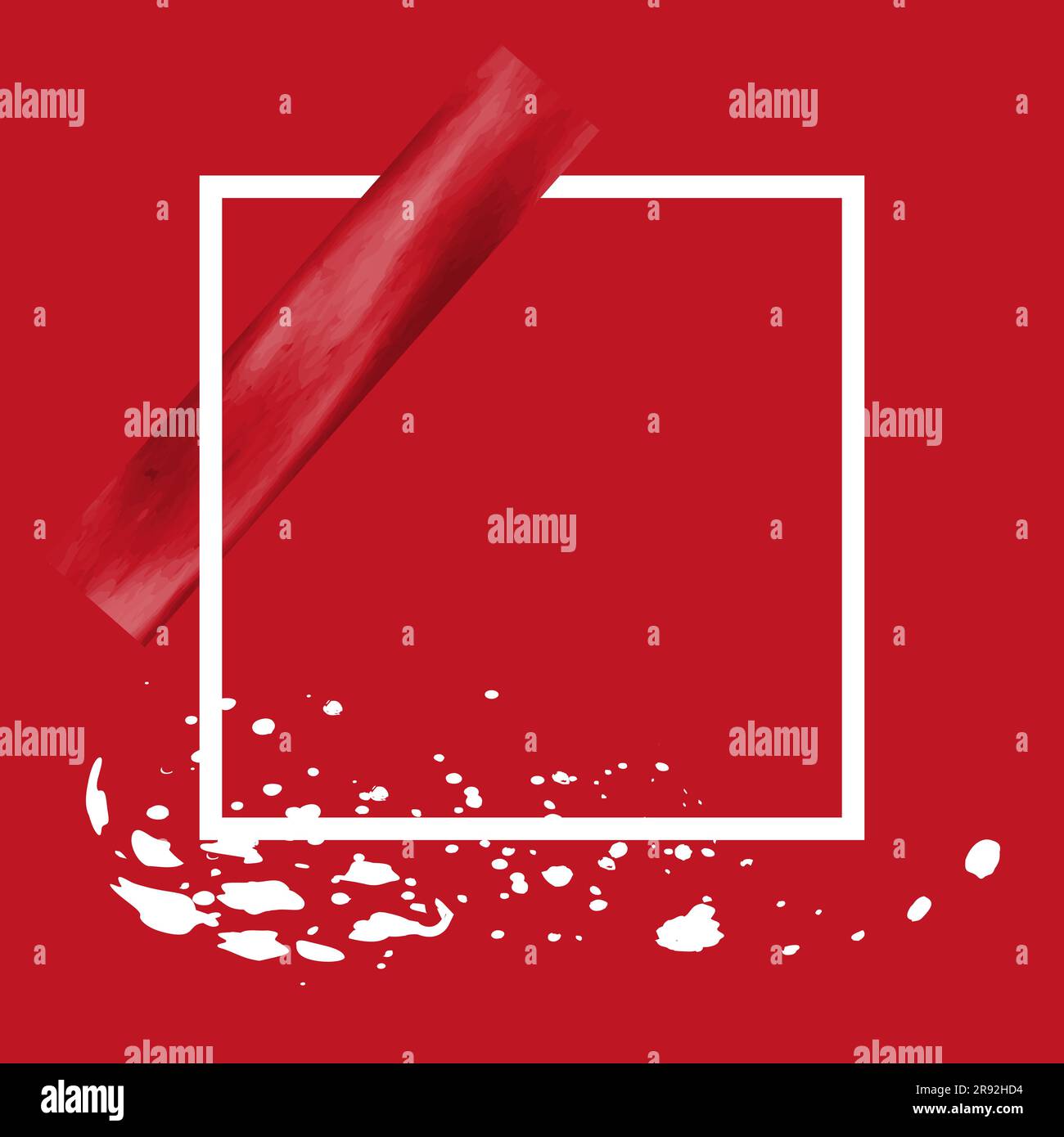 Watercolor brush paint stroke over square frame. Vector illustration ...