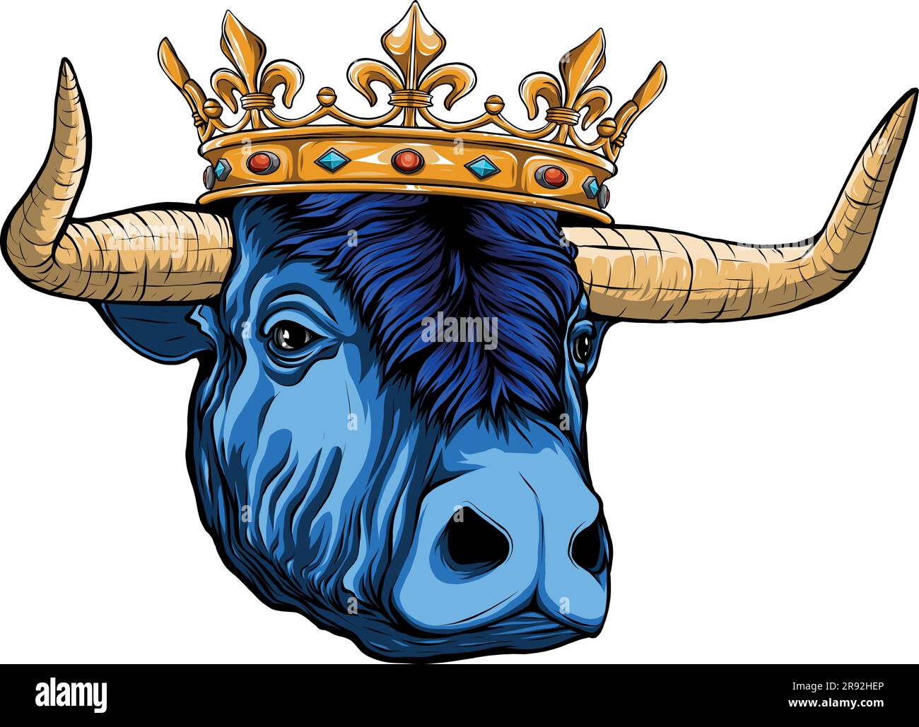 vector Illustration of head bull with a crown Stock Vector Image & Art ...