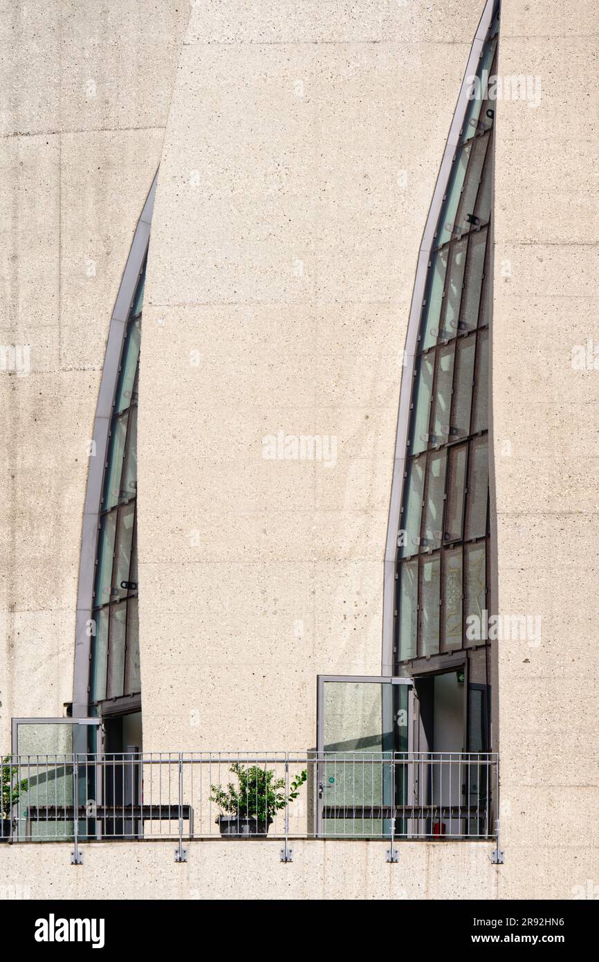 close-up of the entrance area to the cologne central mosque with the ...
