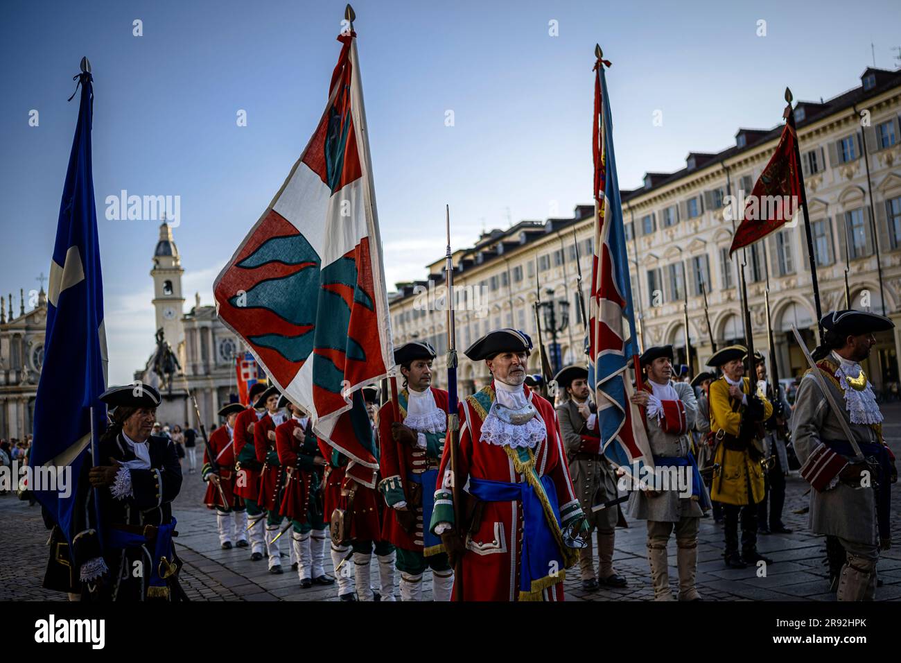 Turin, Italy. 23 June 2023. Re-enactors dreessed like the army of the ...