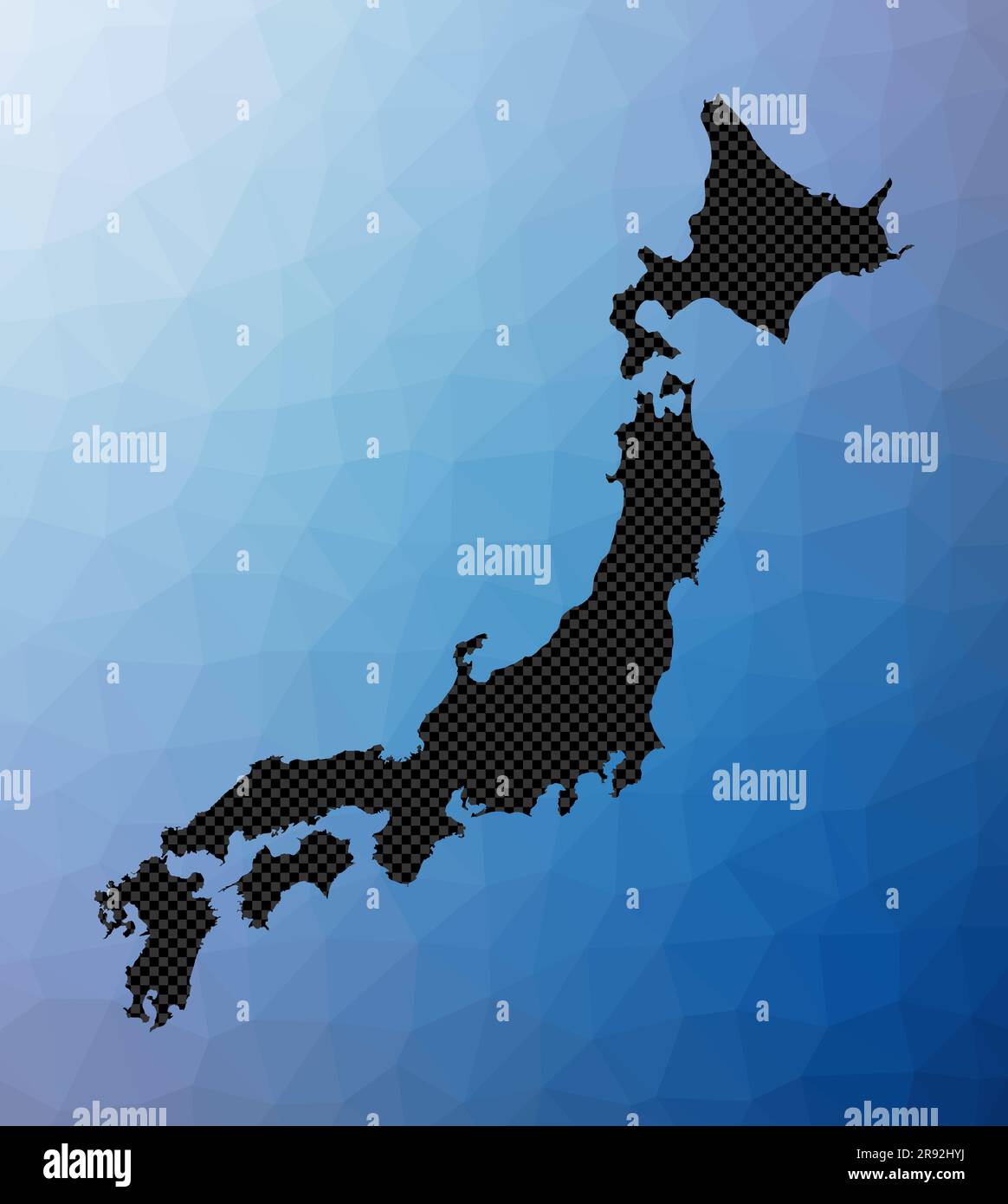 Japan geometric map. Stencil shape of Japan in low poly style. Vibrant ...