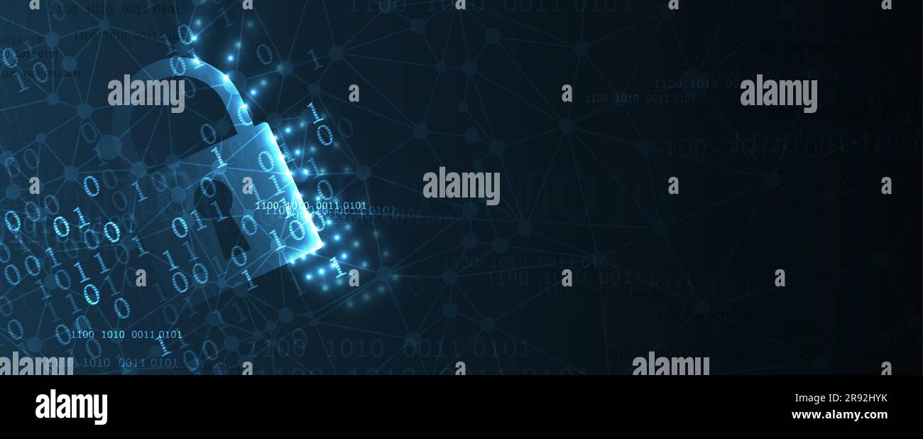internet digital syber security technology concept for business background. Lock on circuit ...