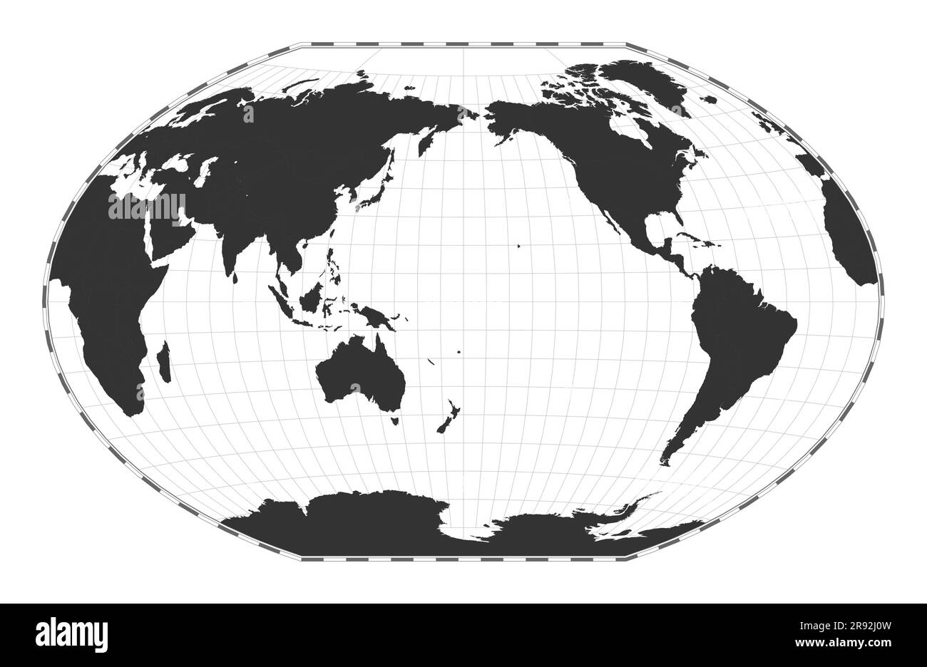 Vector world map. Winkel tripel projection. Plain world geographical ...