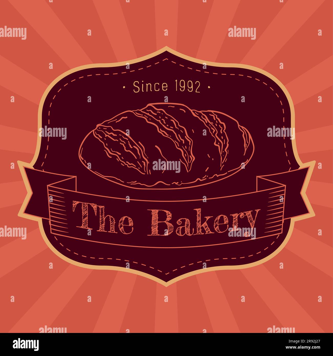 Isolated retro high quality premium bakery badge with a bread sketch ...