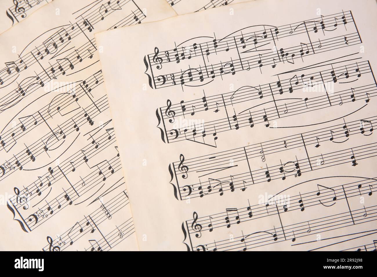 Sheets of paper with different notes as background, top view Stock ...