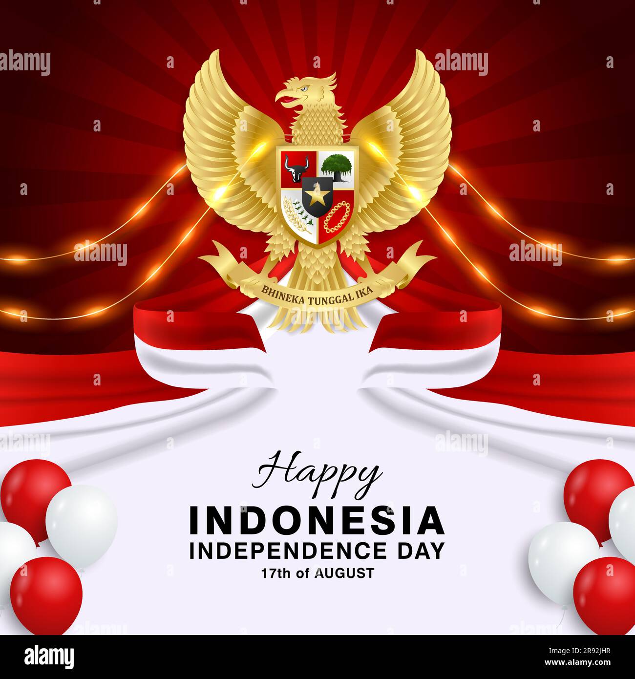 78th indonesia independence day background design with garuda, ribbon ...