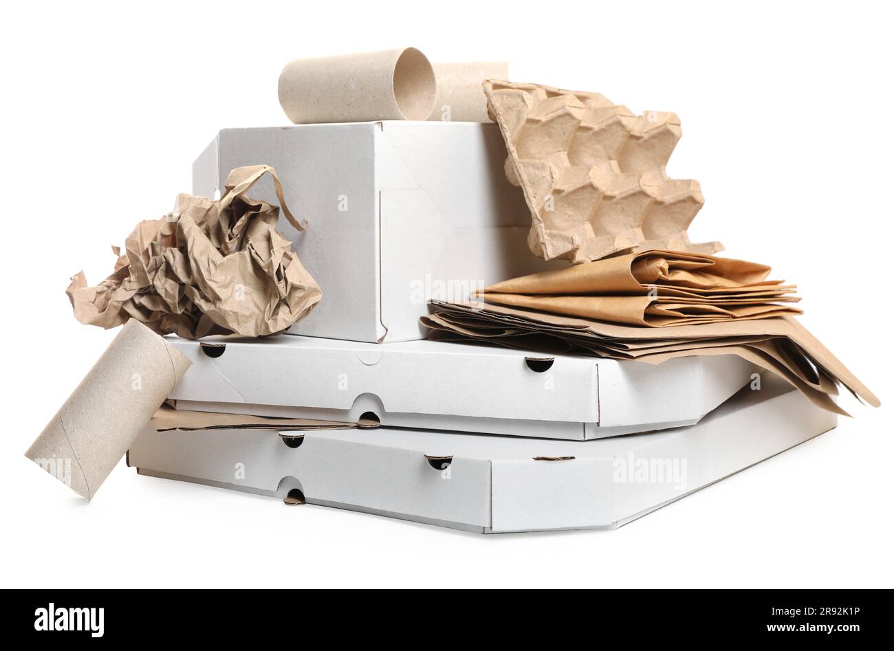 Stack of different waste paper on white background Stock Photo - Alamy