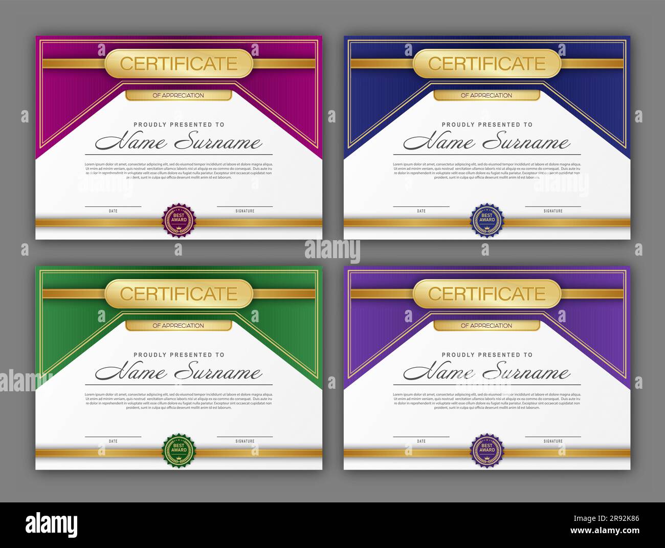 Certificate. A set of mock-ups of the certificate of recognition of ...