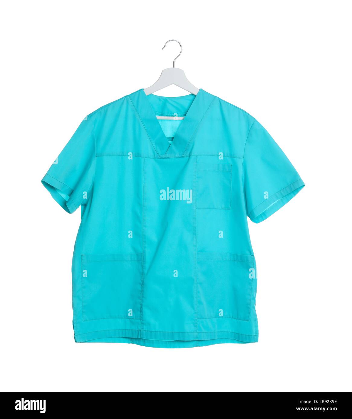 One turquoise medical uniform isolated on white Stock Photo - Alamy