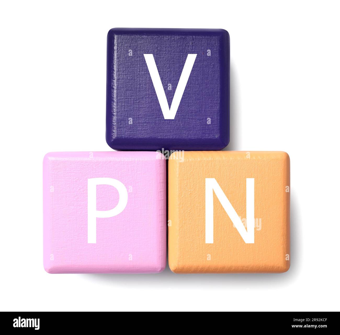 Colorful cubes with acronym VPN on white background, top view Stock ...