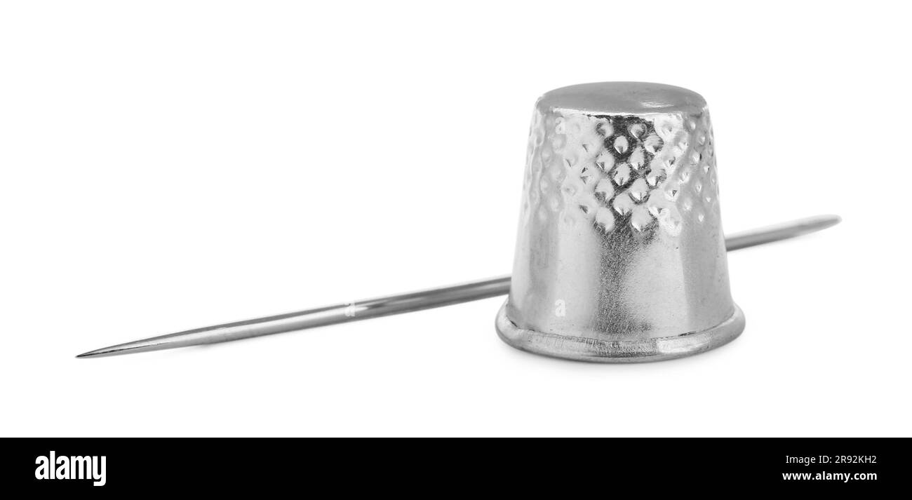 Seamstress sewing needle thimble Black and White Stock Photos & Images ...