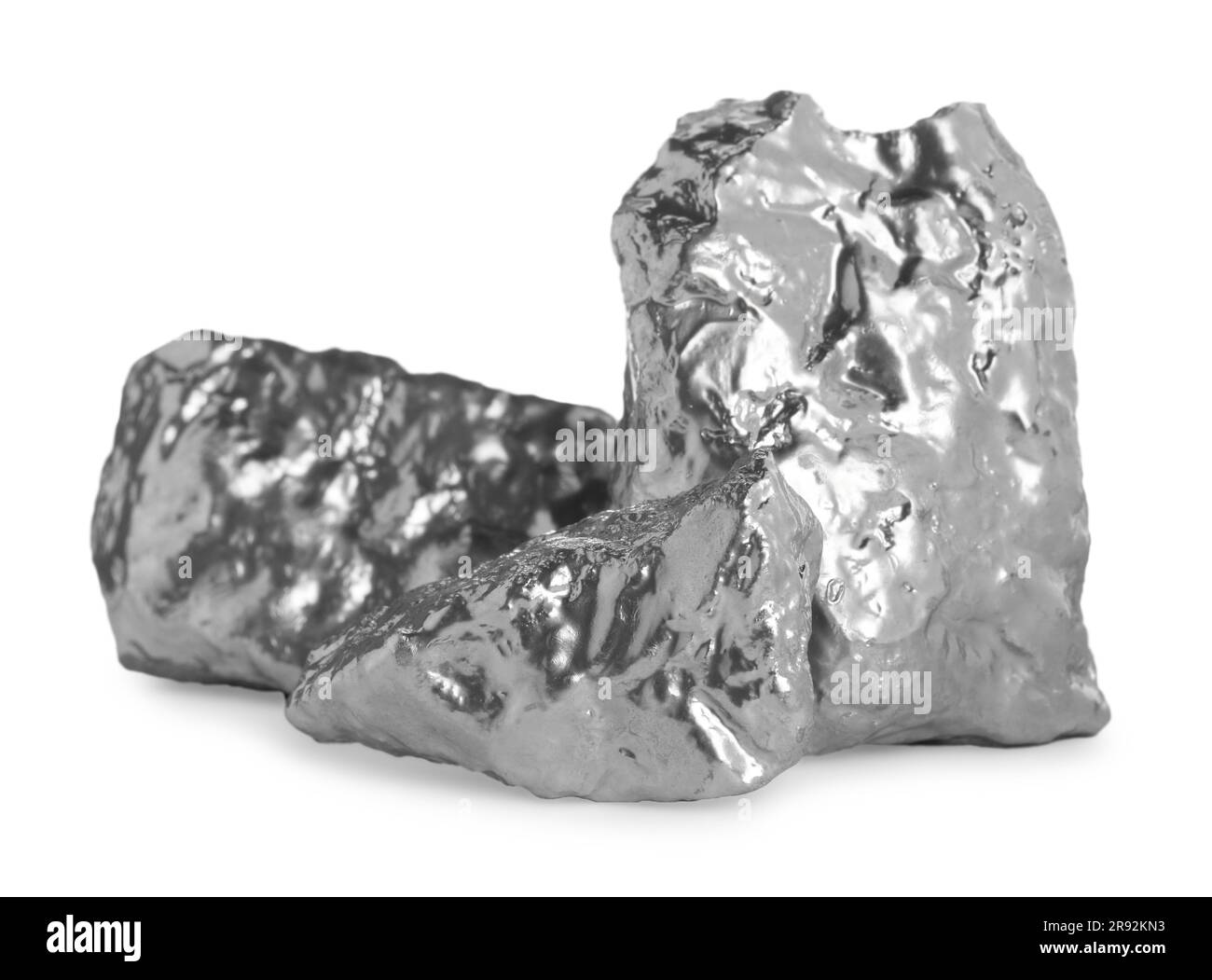 Many shiny silver nuggets on white background Stock Photo - Alamy
