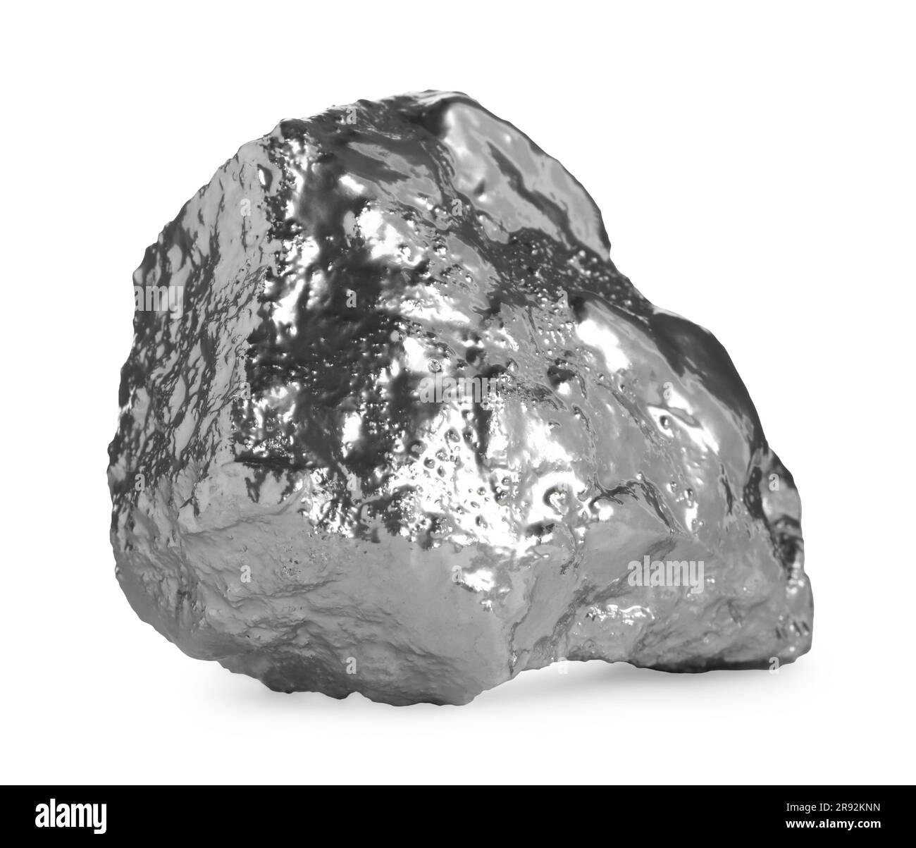 One shiny silver nugget on white background Stock Photo - Alamy