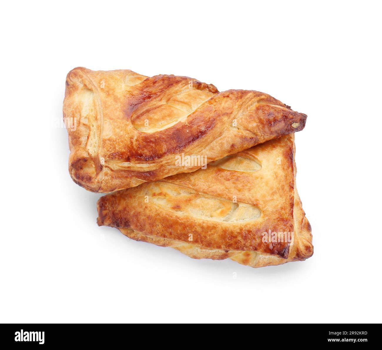 Fresh tasty puff pastry on white background, top view Stock Photo - Alamy