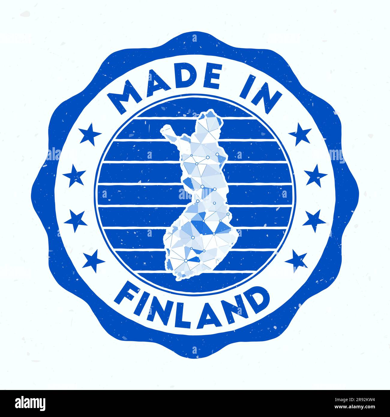 Made In Finland. Country round stamp. Seal of Finland with border shape ...