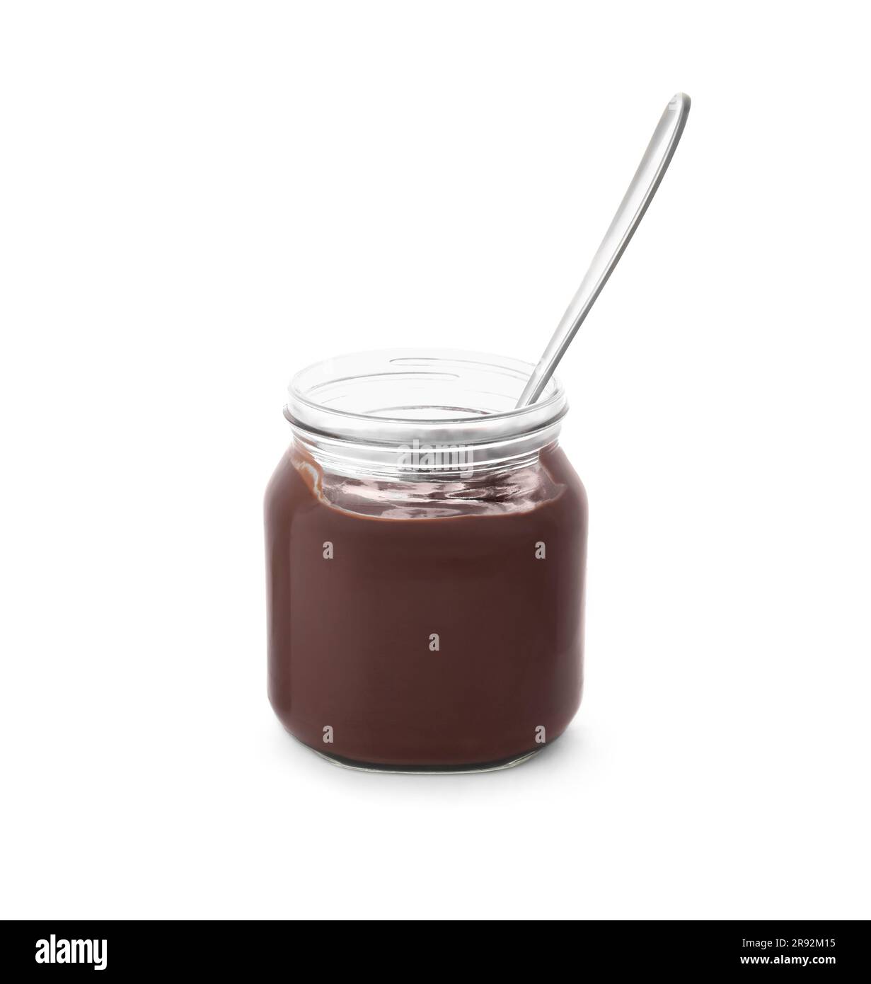Jar of tasty chocolate paste isolated on white Stock Photo - Alamy