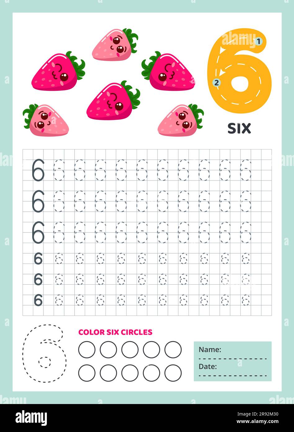 Numbers tracing worksheet for kids. Graphic task Stock Vector Image ...