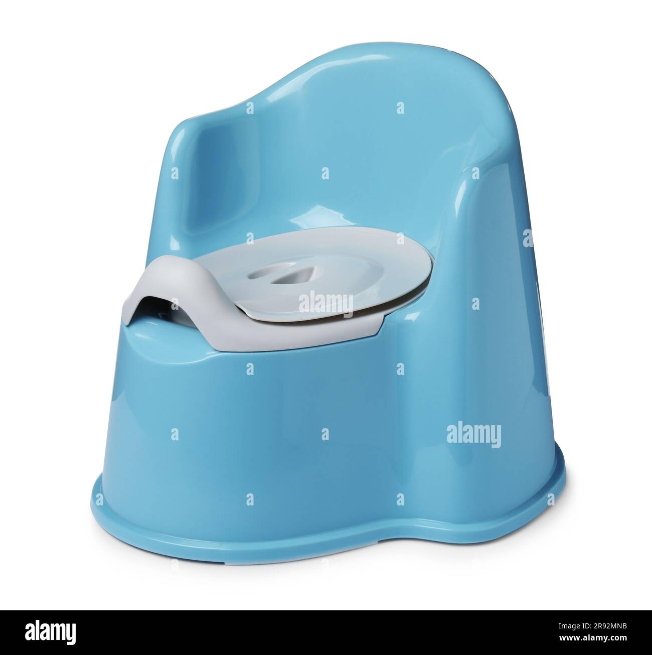 Light blue baby potty isolated on white. Toilet training Stock Photo ...