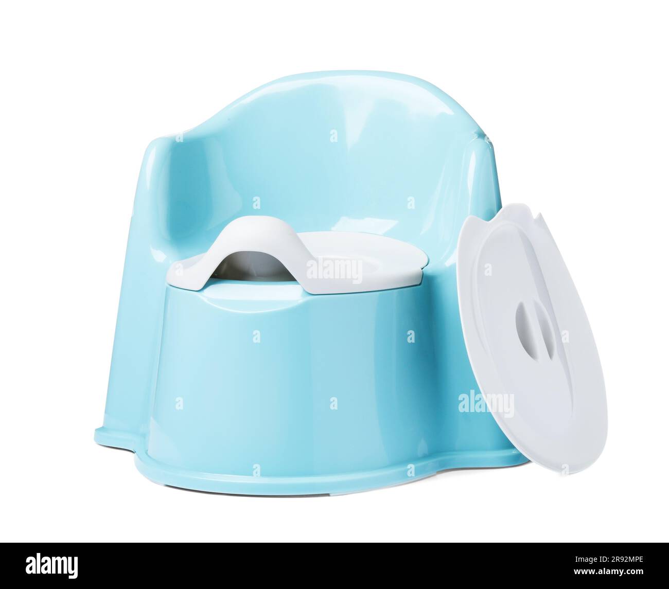 Light blue baby potty isolated on white. Toilet training Stock Photo ...