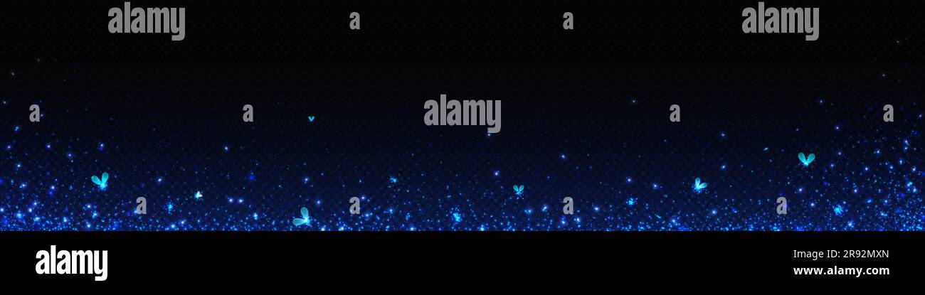 Blue magic firefly bug light glow vector effect. Glowworm dust spell ...