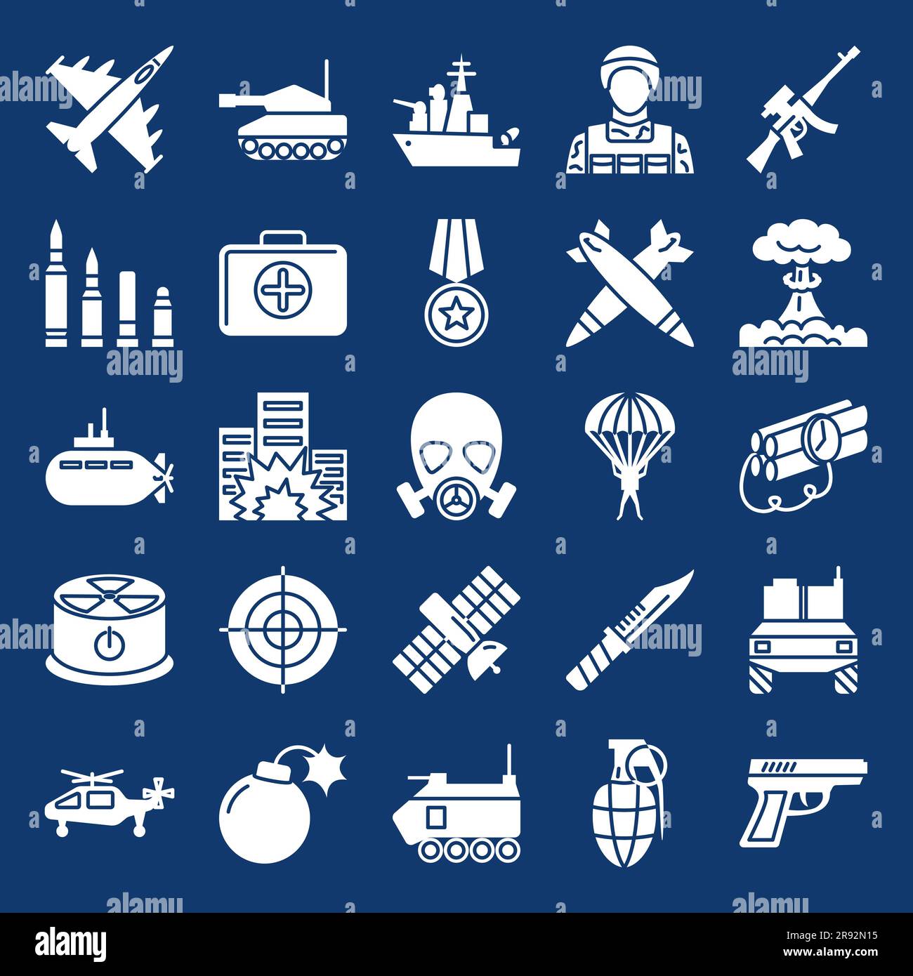 Military weapons silhouette icon set. War and army symbols and ...