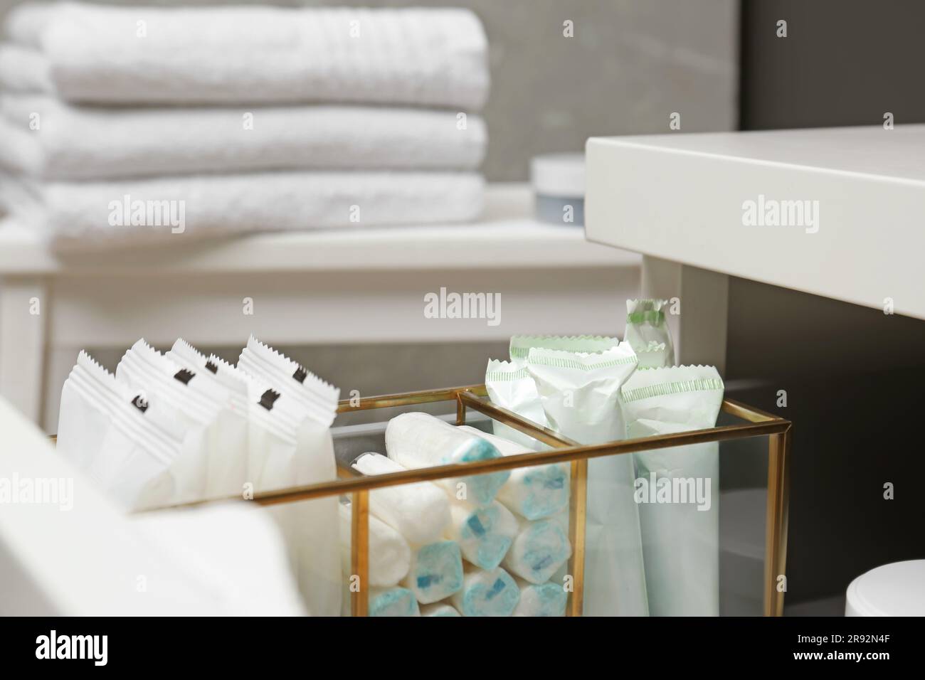 Organizer with different feminine hygiene products, closeup Stock Photo ...