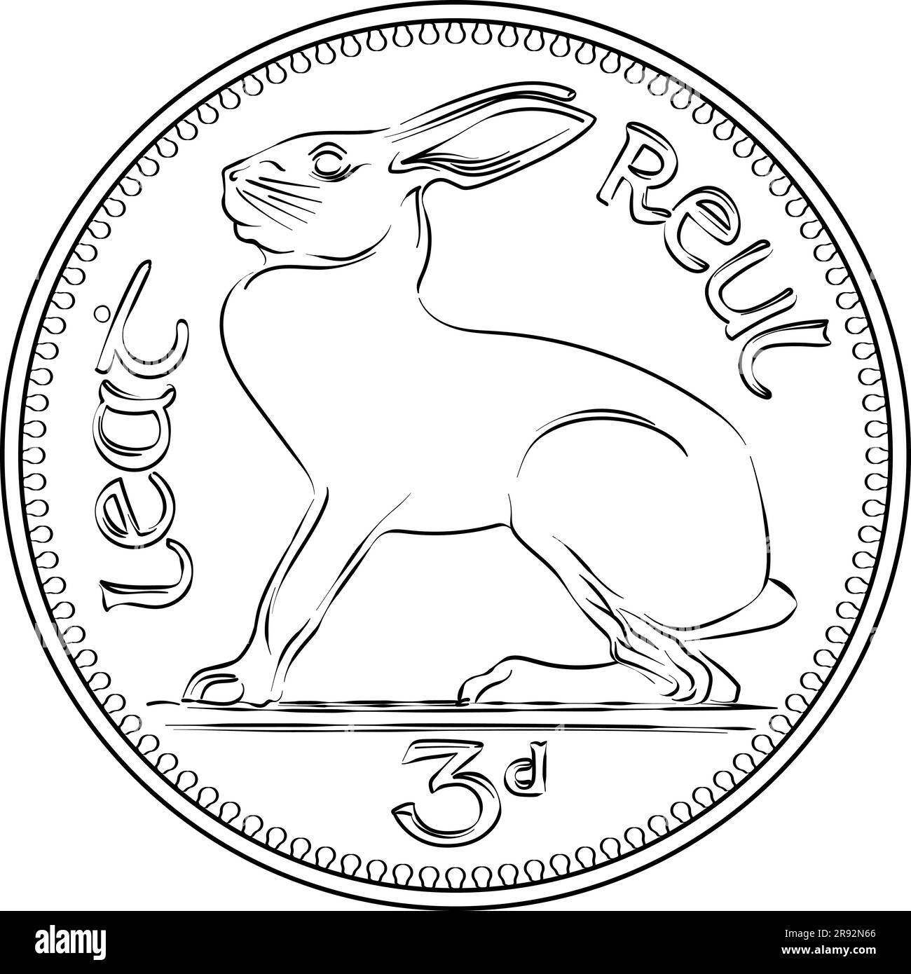 Irish money Pre-decimal silver Threepence coin with Irish hare on ...