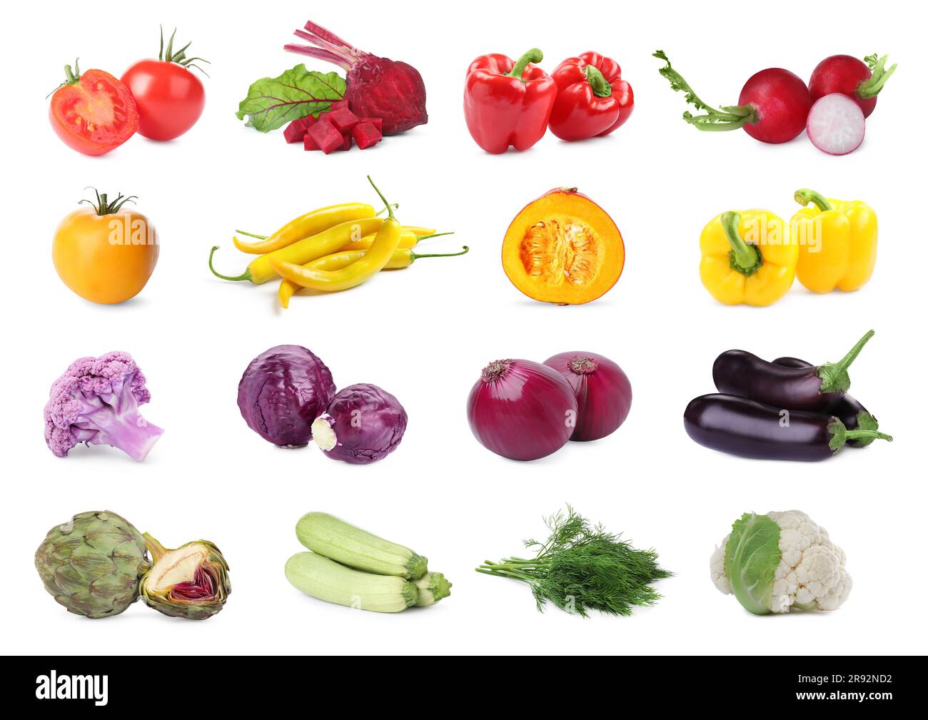 Collage with many fresh vegetables on white background Stock Photo - Alamy
