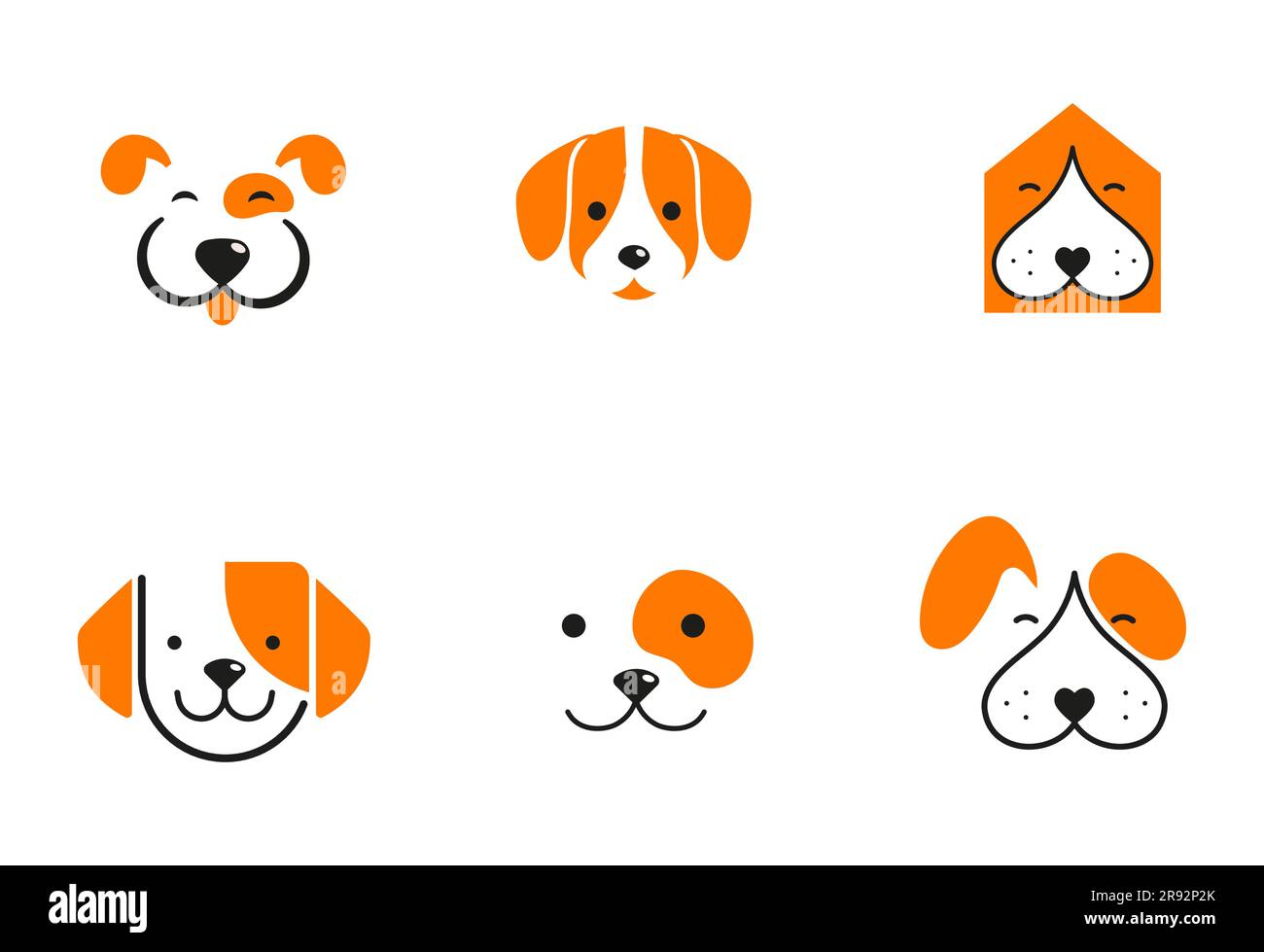 Modern style pets logos, icons. Dog, cat illustrations and symbols ...