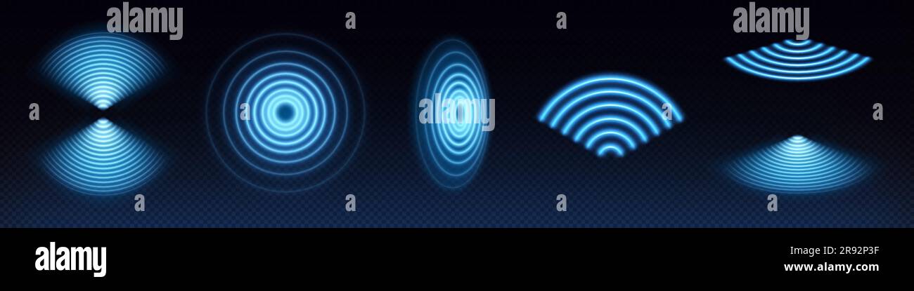 3d wifi wave light effect. Abstract scan radar sensor sound signal ...