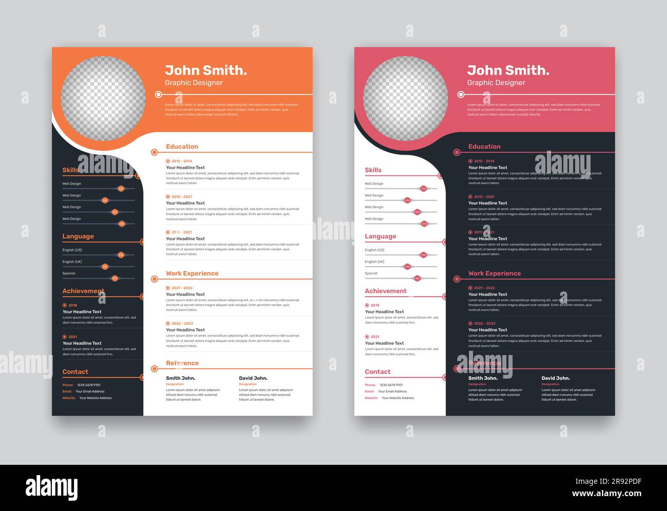 Simple minimalist professional resume template with two color ...
