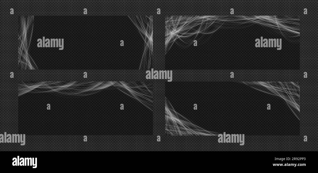Halloween line cobweb effect vector horror corner frame set. Spiderweb ...