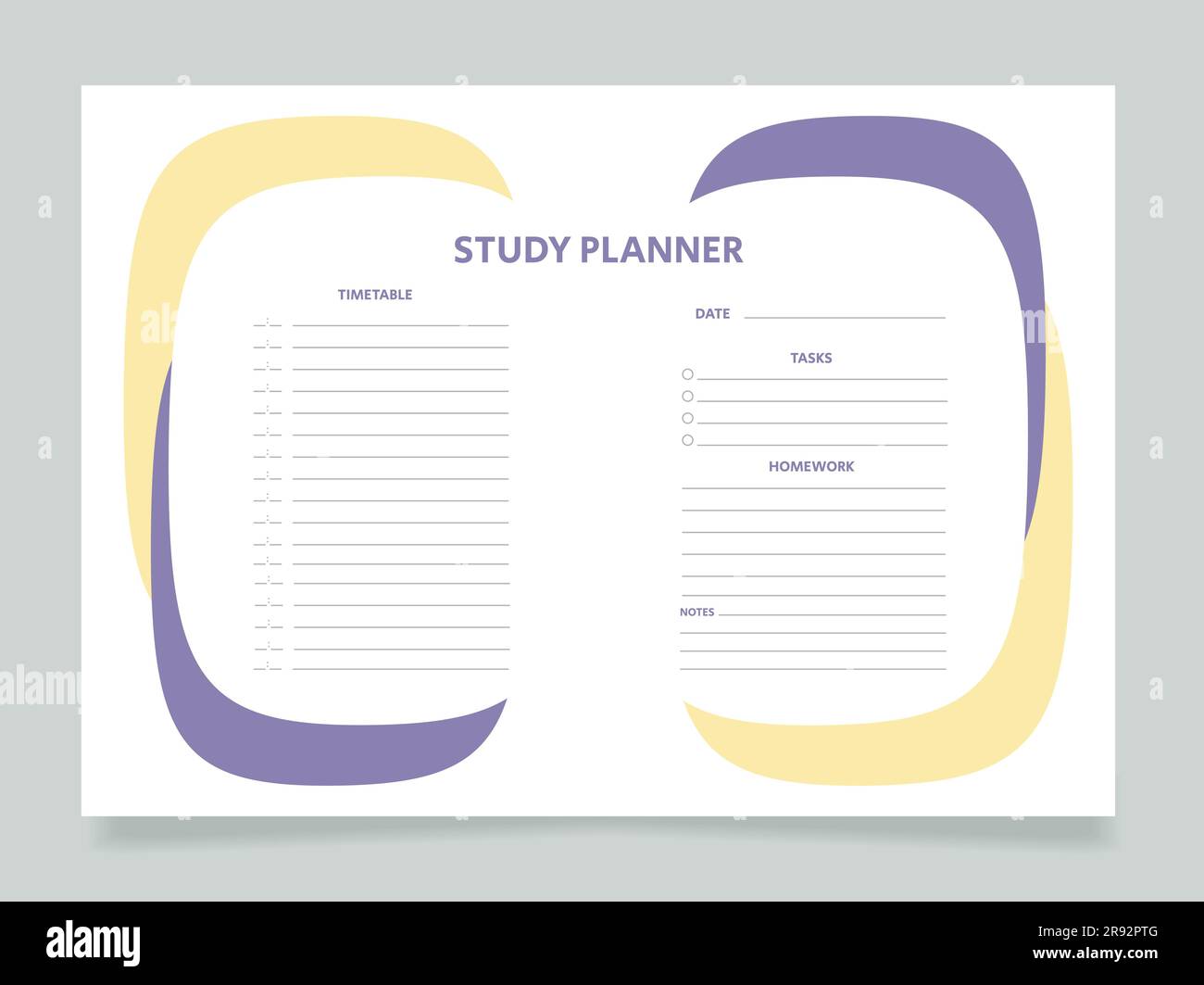 Study daily planner worksheet design template Stock Vector Image & Art ...