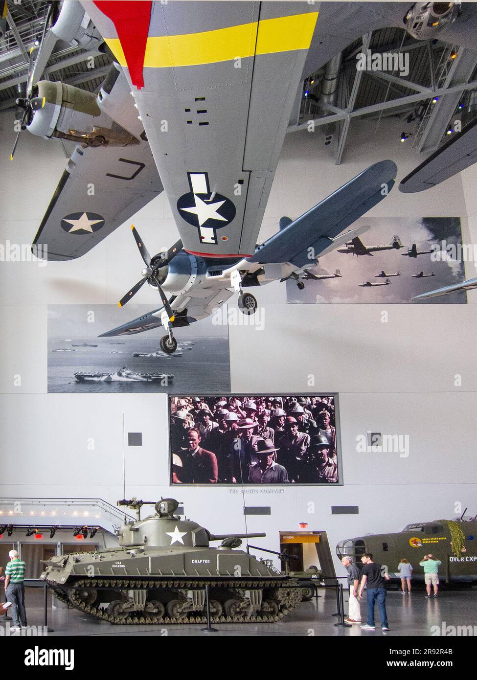 U.S. fighter planes and tank on exhibit from WWII. World War II Museum ...