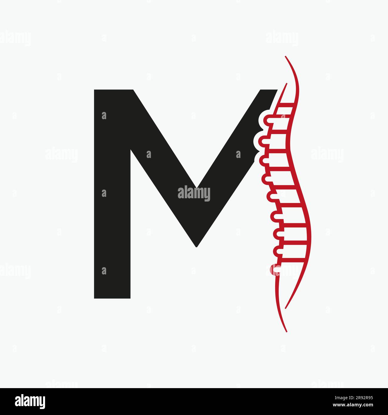 Letter M Orthopedic Health Bone Logo Design With Back Bone Icon. Bone ...