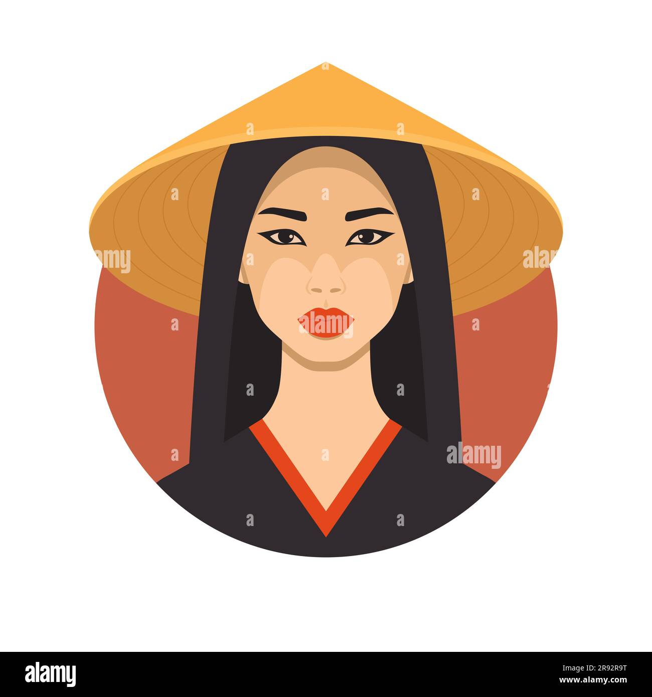 Vector Portrait of Beautiful Young Asian Woman with Chinese, Asian ...