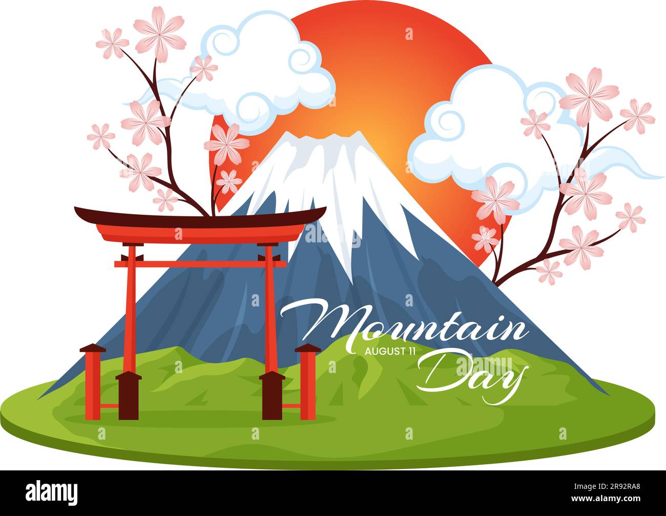 Mountain Day in Japan Vector Illustration on August 11 with Mount Fuji ...