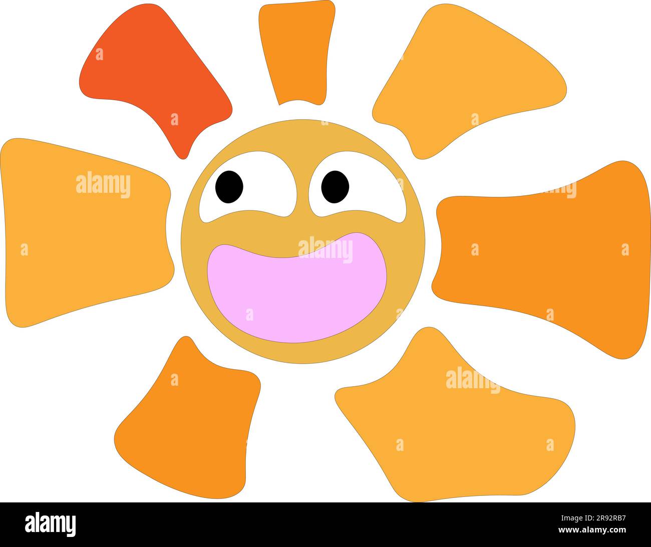 Sun with a smile on a white background, children's drawing. Vector ...