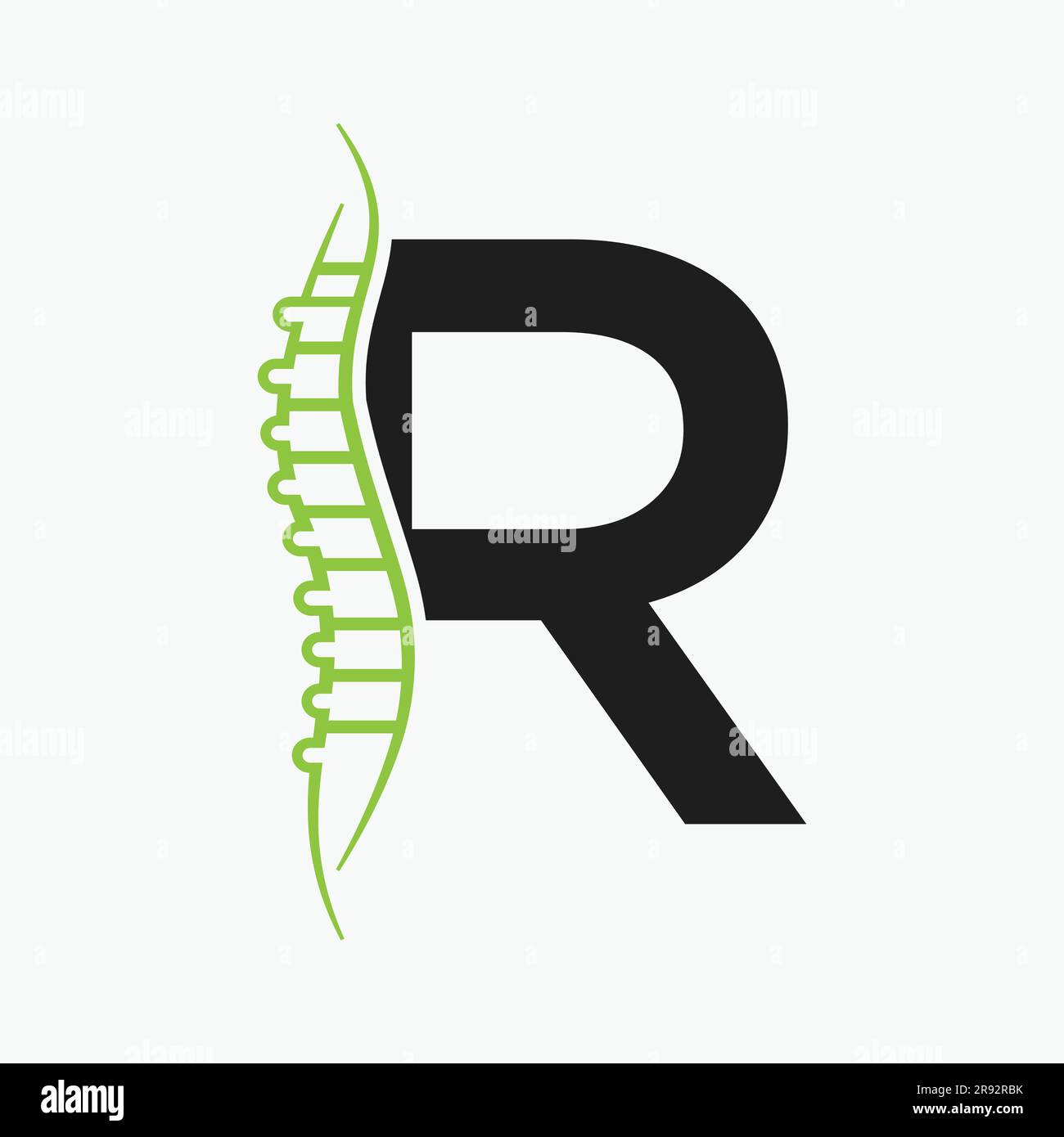 Letter R Orthopedic Health Bone Logo Design With Back Bone Icon. Bone ...
