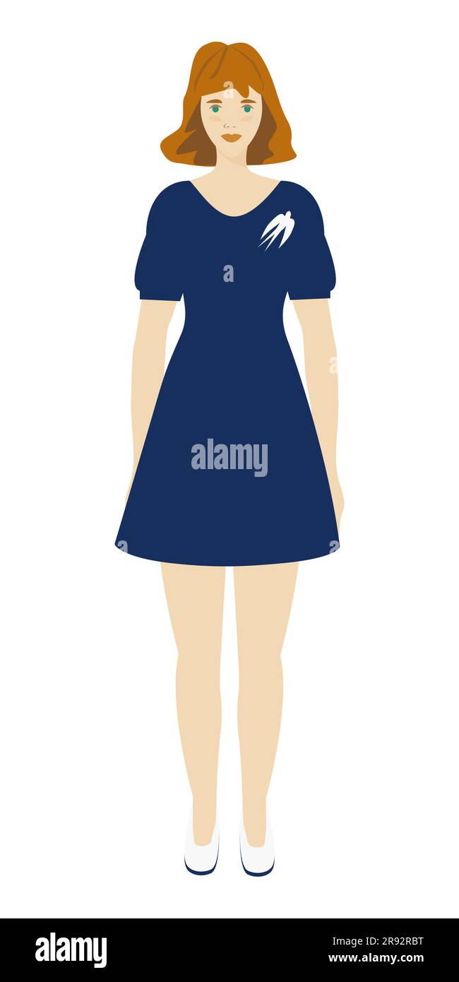 Girl Full height portrait Design element Vector illustration Isolated ...