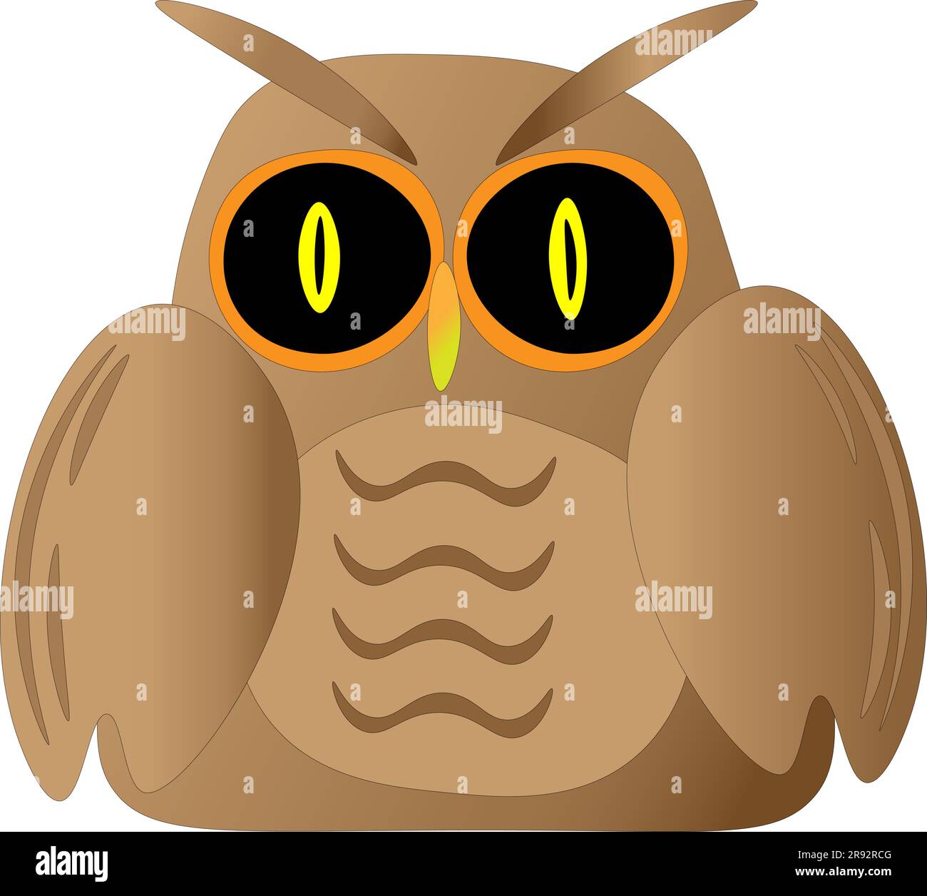 Funny owl on a white background, children's drawing. Vector ...