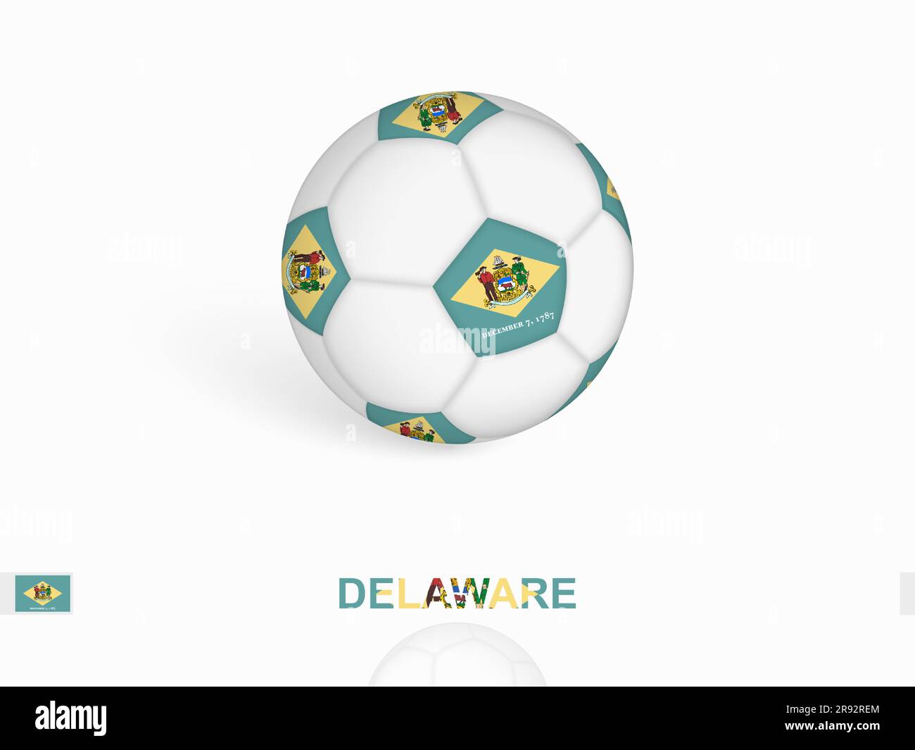 Soccer ball with the Delaware flag, football sport equipment. Vector ...