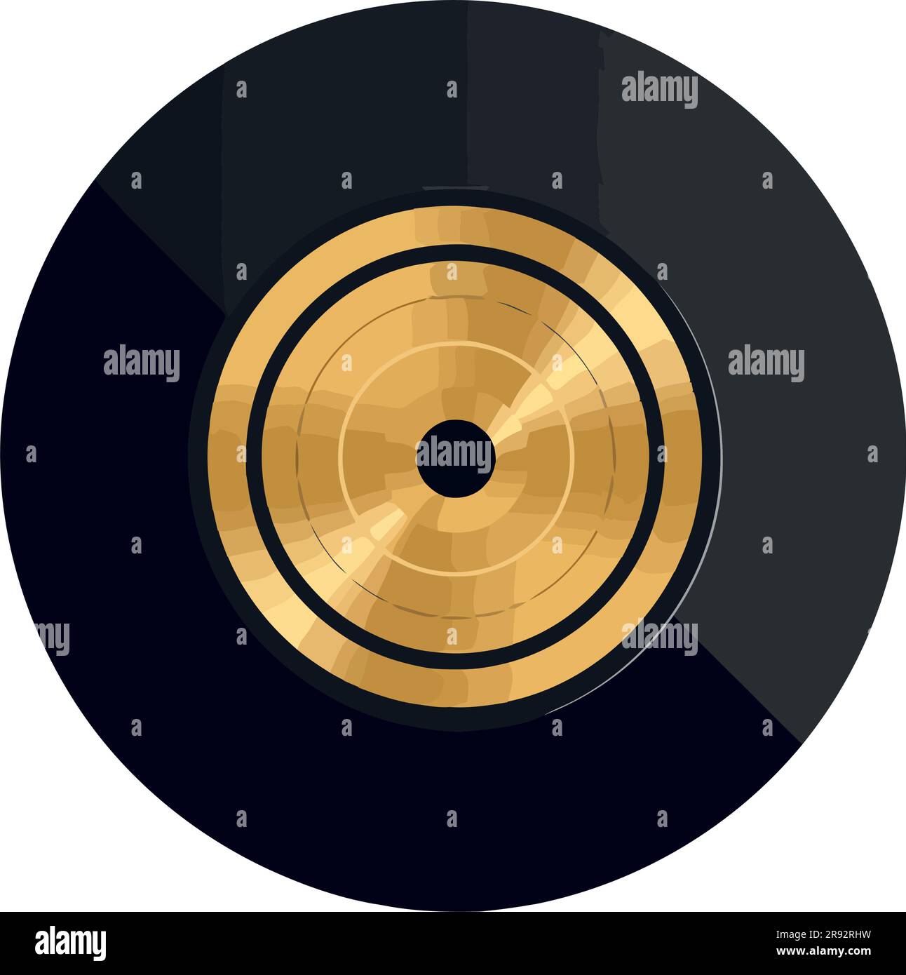 Old fashioned turntable playing golden disk Stock Vector Image & Art - Alamy