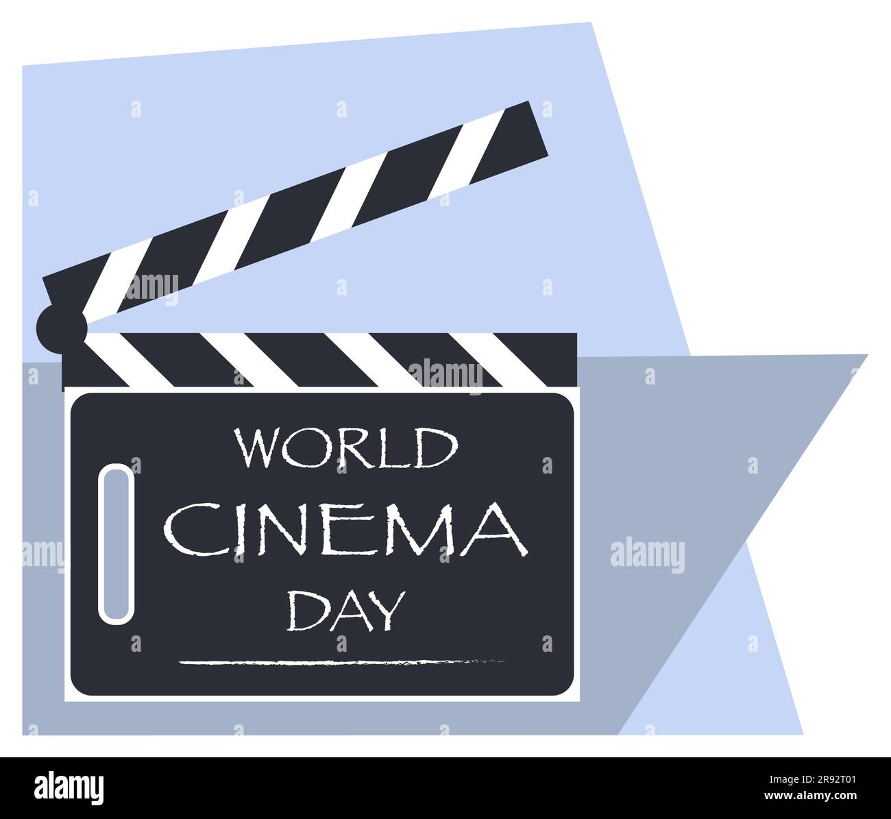 World cinema day. Opened movie film clapboard and text. Design template ...
