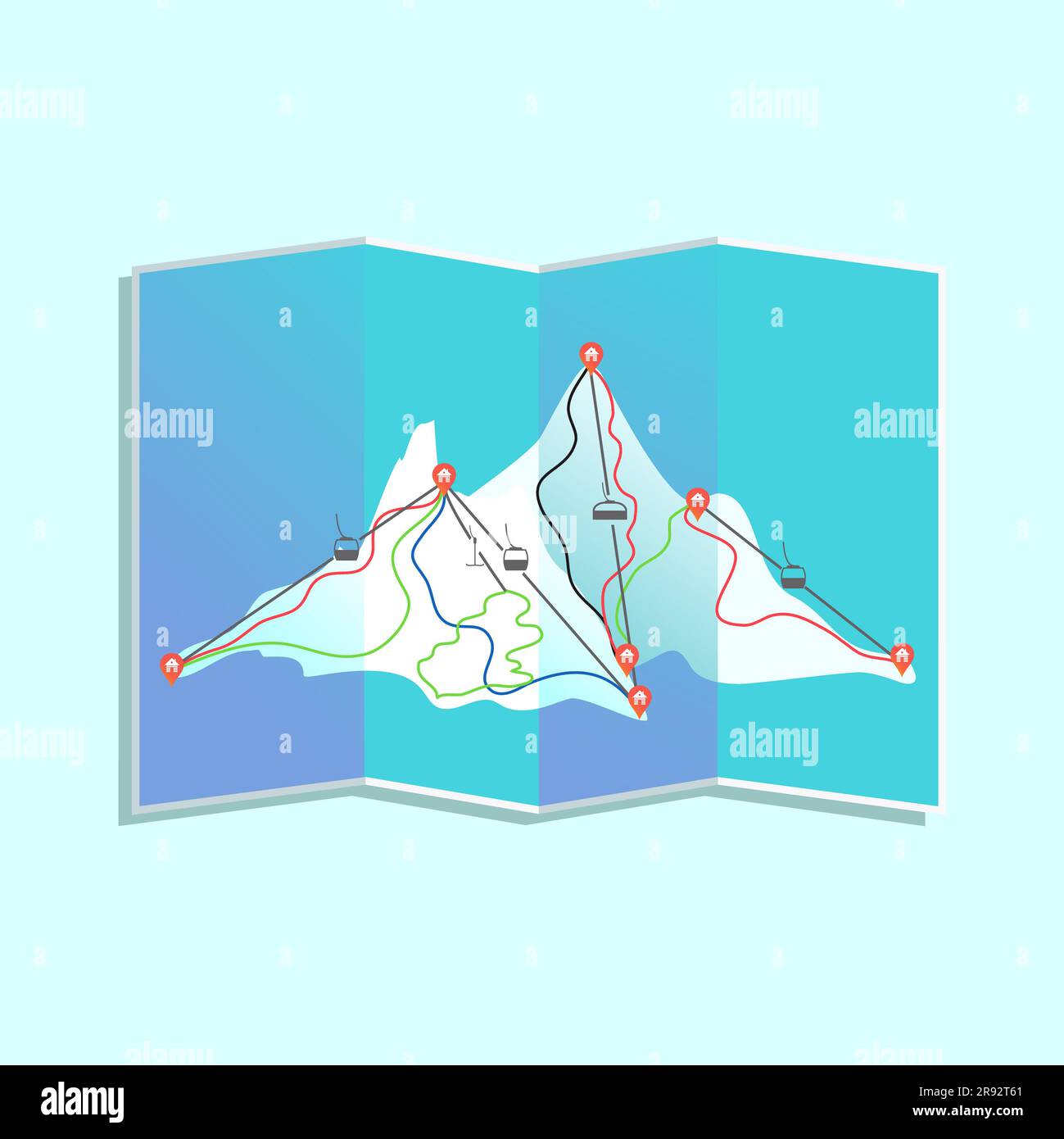Ski resort map, illustration Stock Photo - Alamy