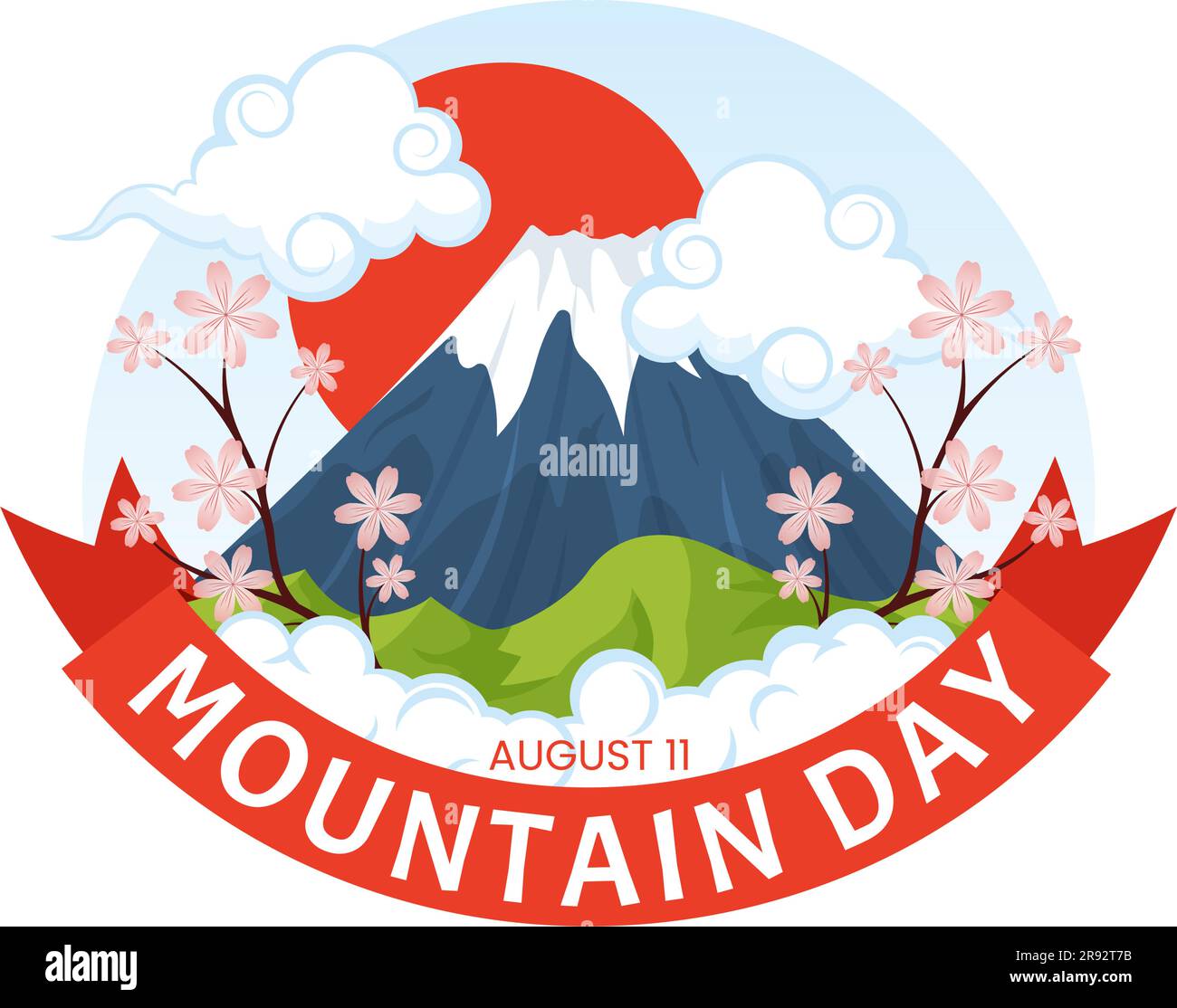 Mountain Day in Japan Vector Illustration on August 11 with Mount Fuji ...