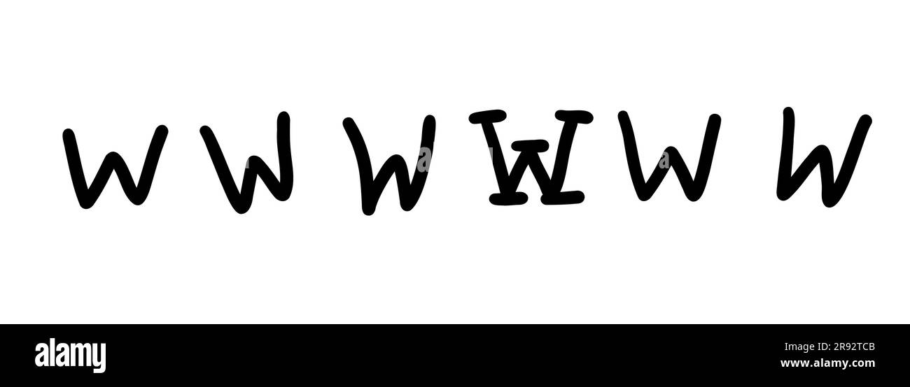 Childlike simple black english latin W alphabet letter symbol. Vector ...